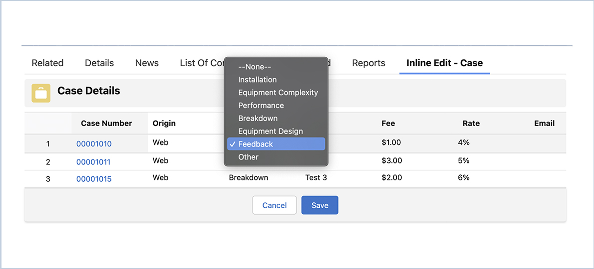 Inline Edit with Dynamic Picklist in Salesforce